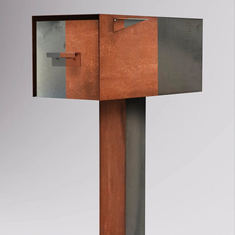 Post & Porch Malone Post Mounted Mailbox (Corten Steel) | Wayfair