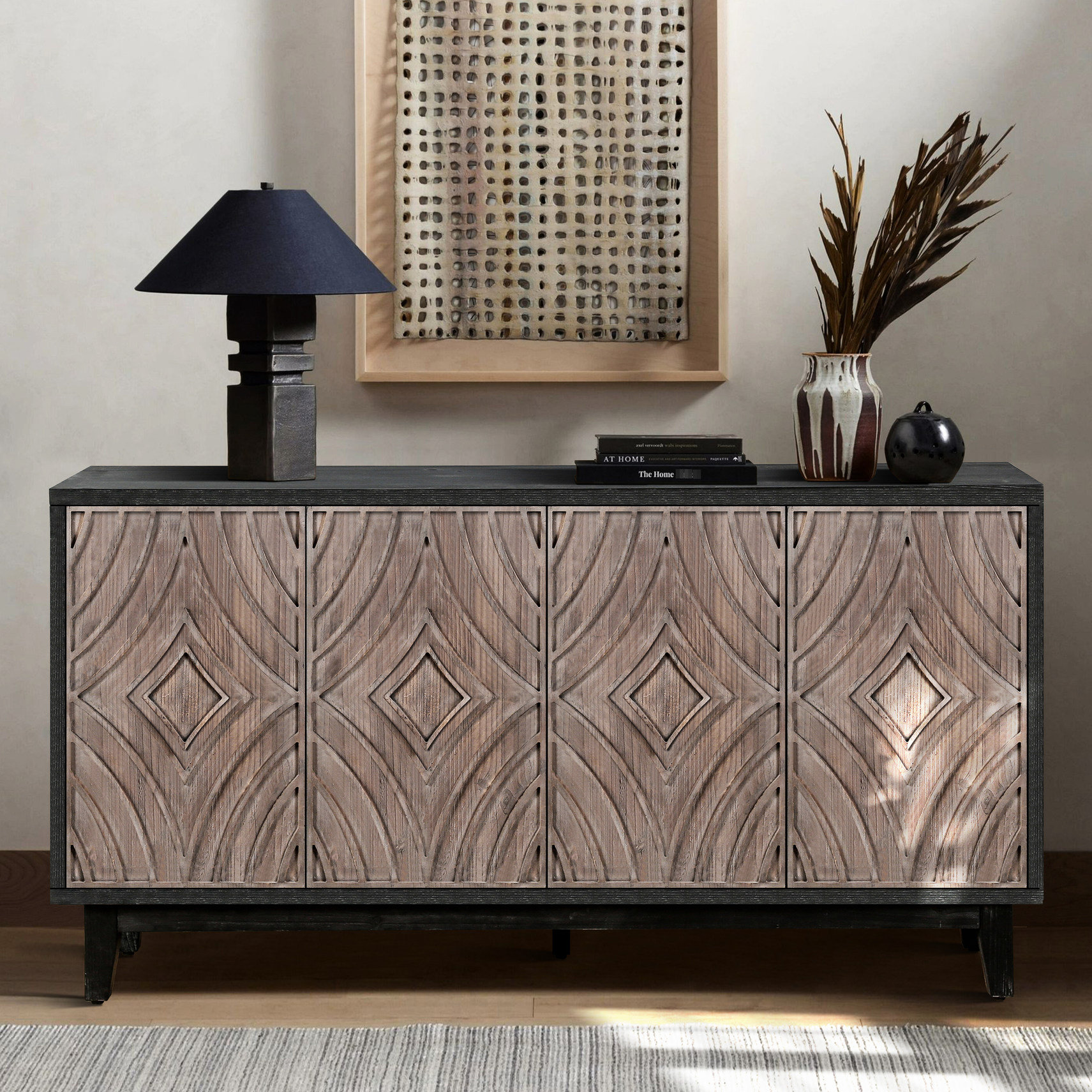 Lark Manor™ Antique Sideboard Buffet Cabinet With 4 Doors - 60" Kitchen ...