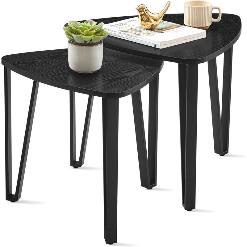 17 Stories Stacking Side Coffee Tables,Rustic Brown and Black End ...