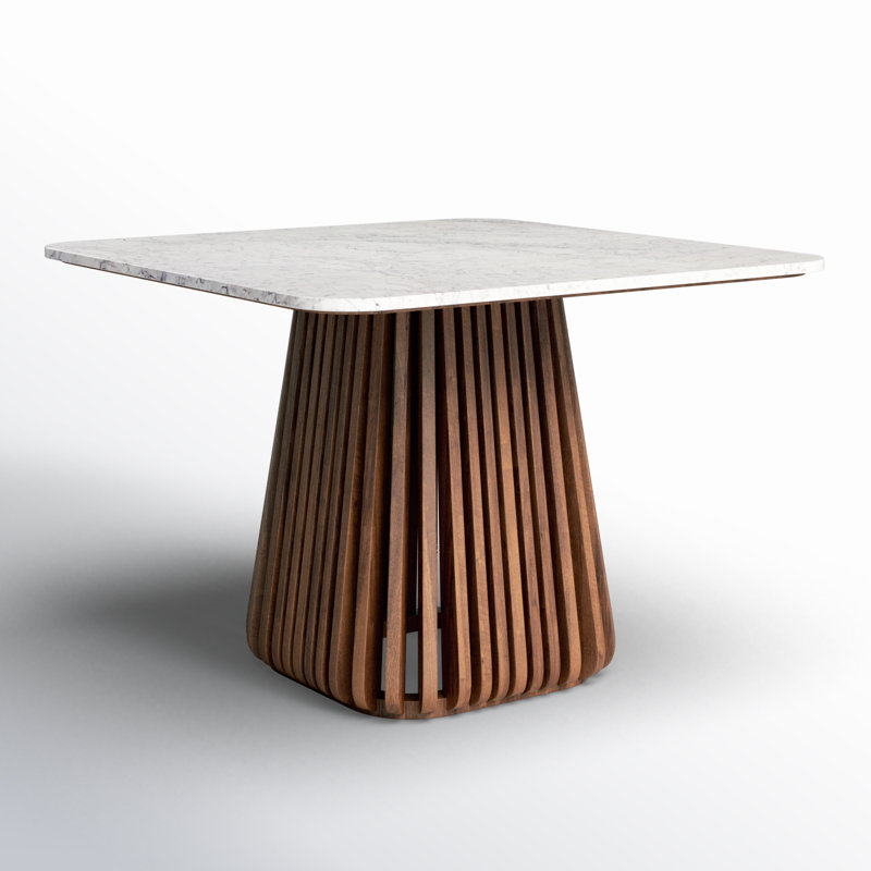AllModern Kendall Solid Wood & Marble Square Dining Table & Reviews ...