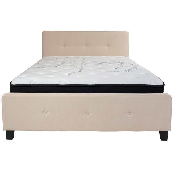 Lark Manor Aluino Button Tufted Upholstered Platform Bed with Pocket ...