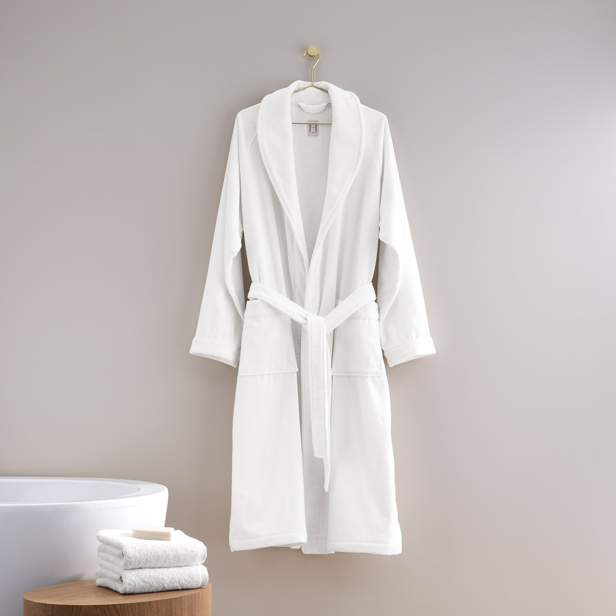 H by Frette Shawl Collar Bathrobe with Piping | Wayfair