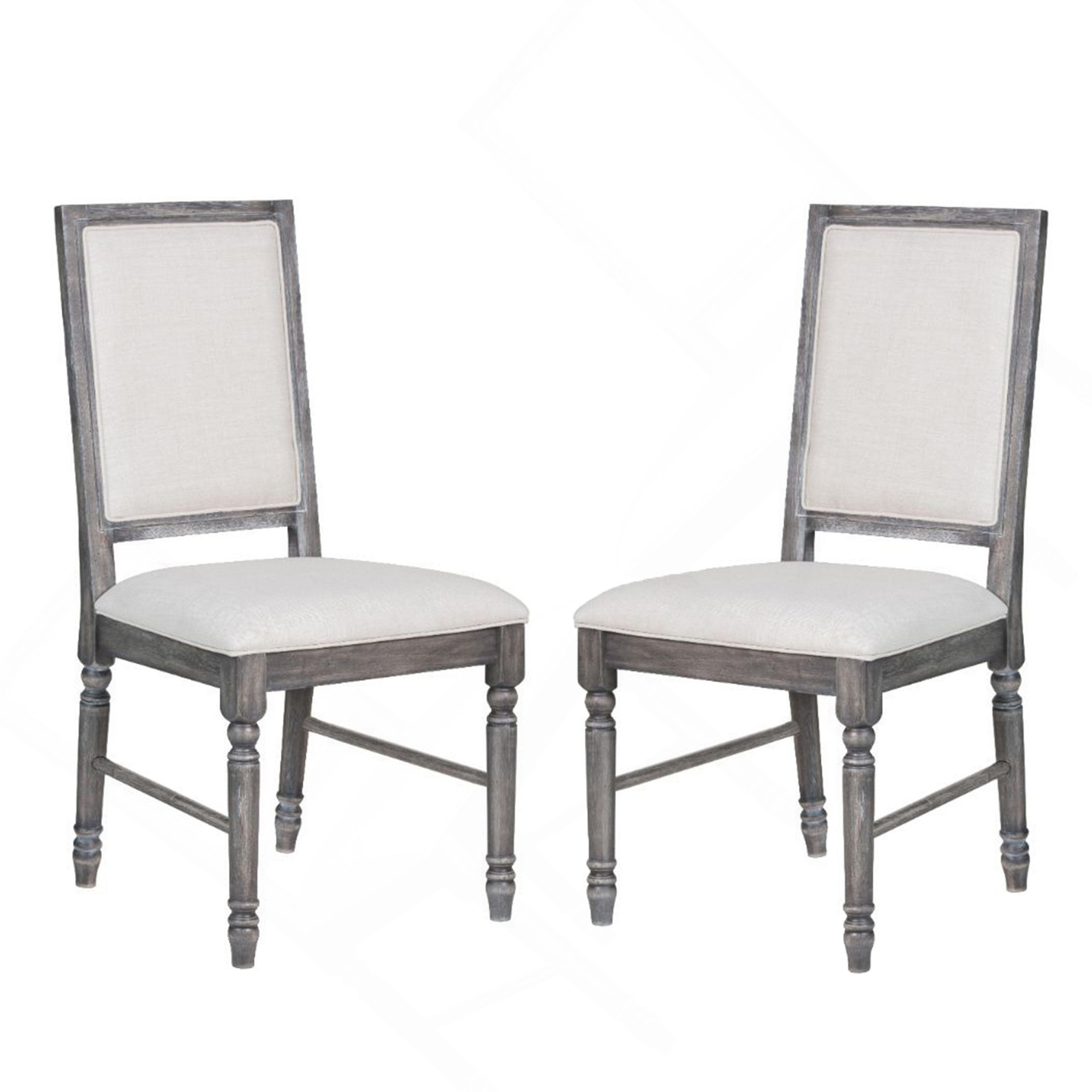 One Allium Way® Set Of 2 Linen Upholstered Dining Chairs, Cream And ...