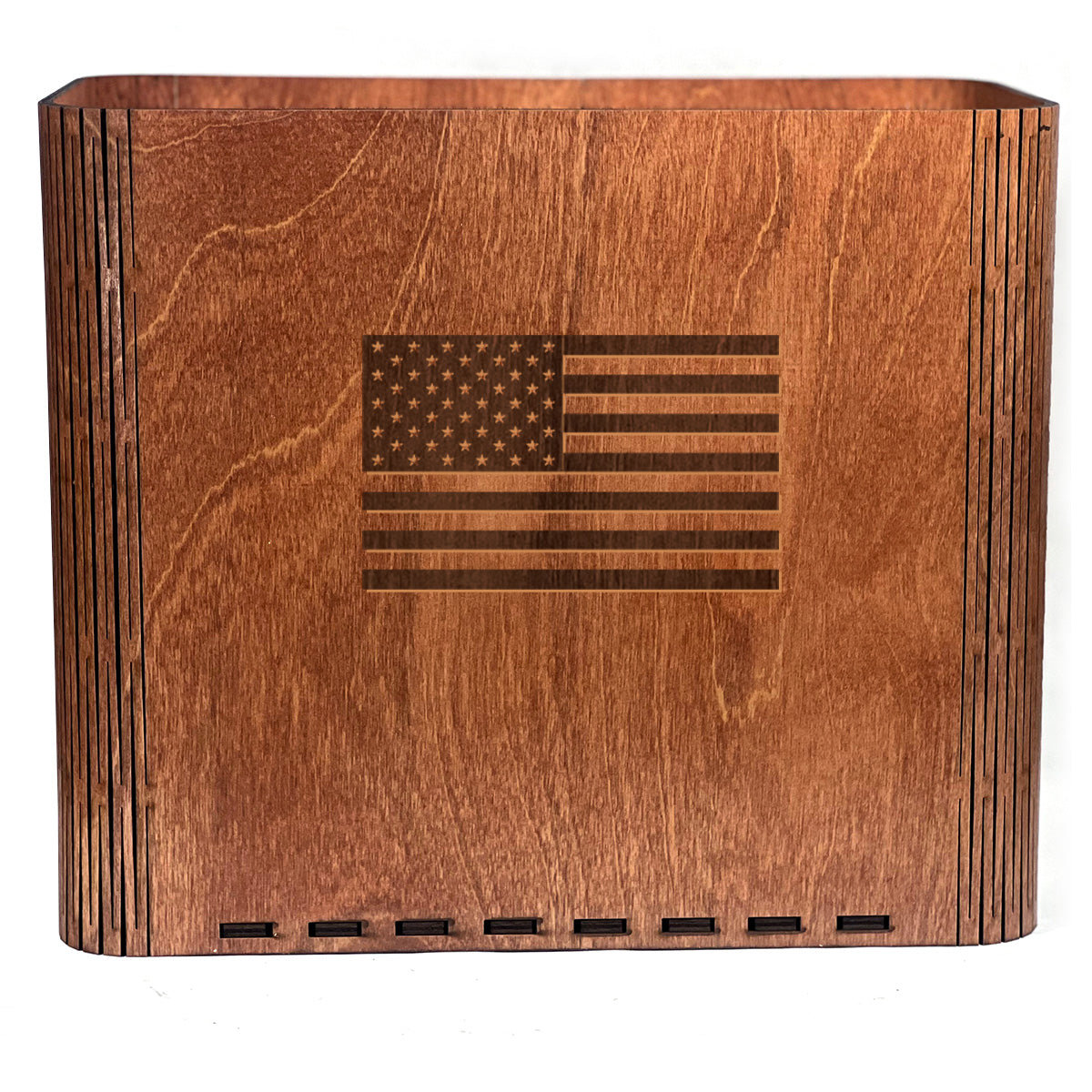 Purelite Slim Trash Can - American Flag - Wooden Garbage and Waste Bin ...