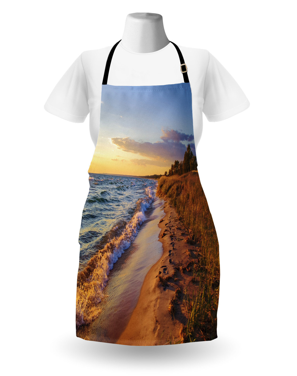 East Urban Home Coastal Apron Unisex, Sandy Calm Beach Sunset, Adult ...