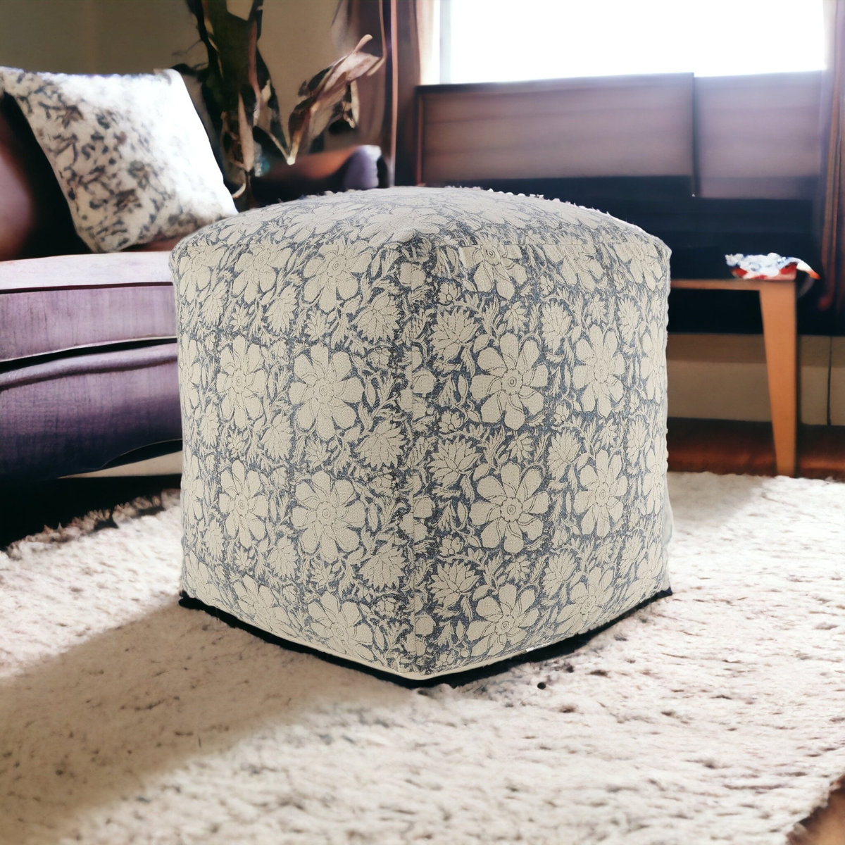 Kelly Clarkson Home Ava Square Floral Pouf Ottoman & Reviews | Wayfair