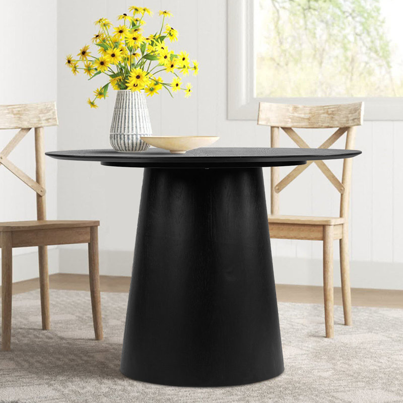 George Oliver Lanieya 42" Solid Oak Round Pedestal Dining Table ...