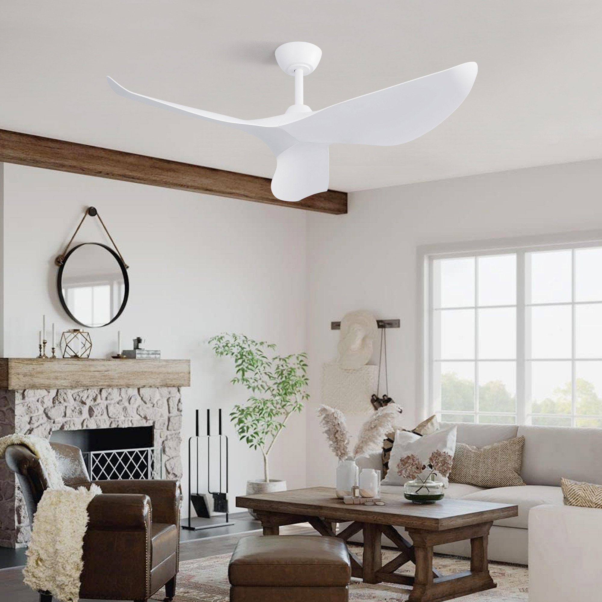 Ivy Bronx 38 Inch Ceiling Fan Without Light, Modern Indoor Outdoor Ceiling Fans with DC Motor ...