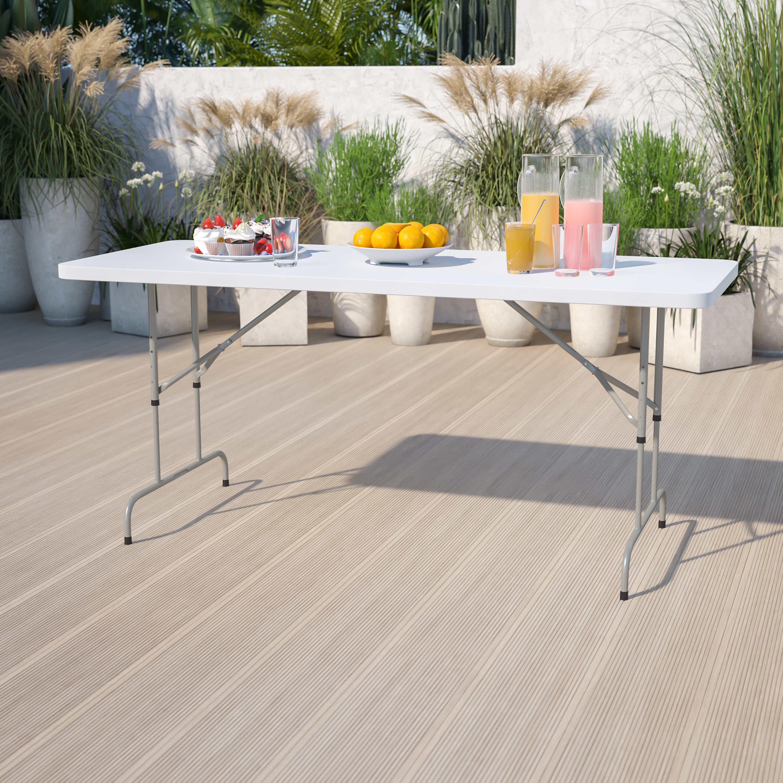 Flash Furniture Parker Kathryn 6' Height Adjustable Plastic Folding ...