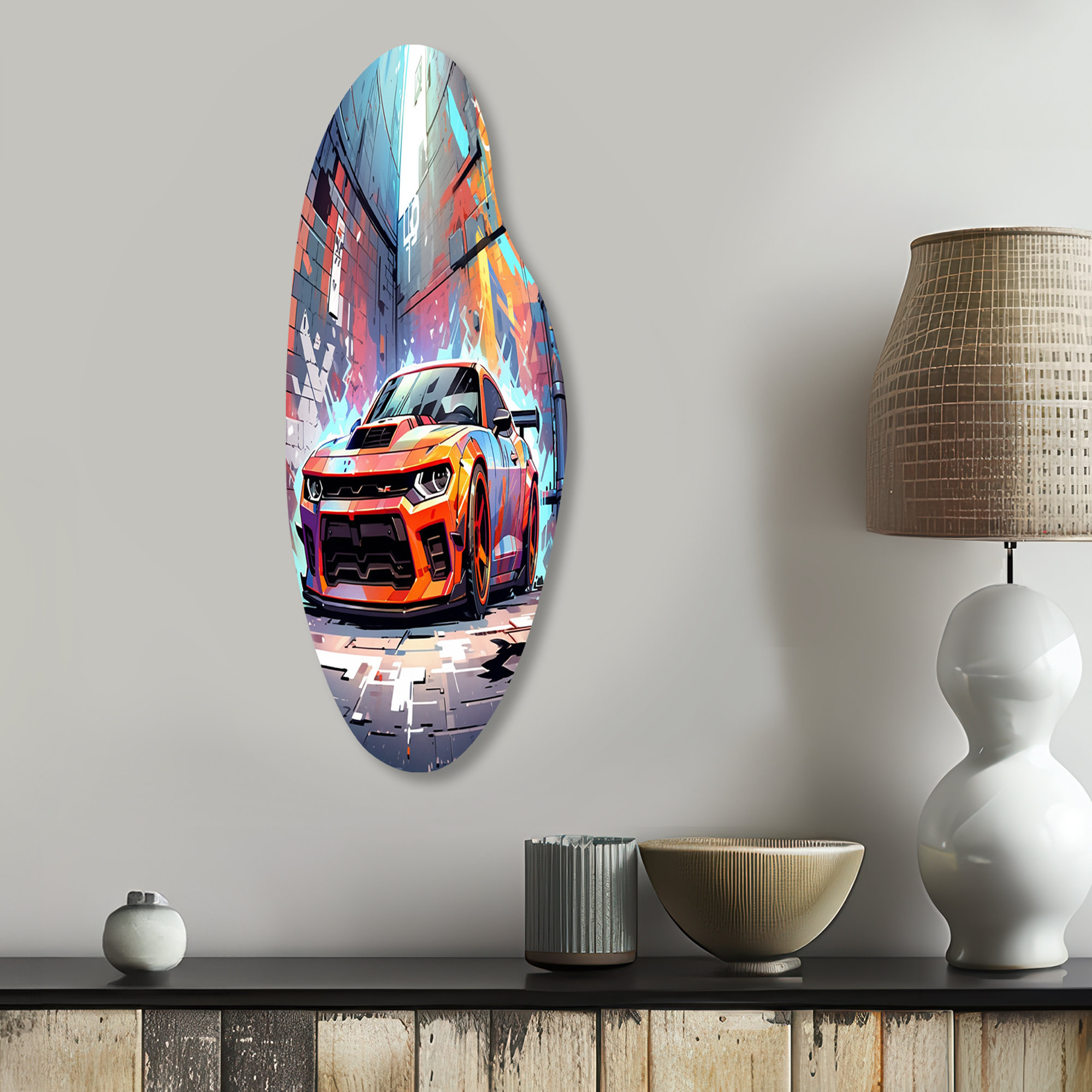 Ebern Designs Graffiti Muscle Car III - Car Muscle Car Curved Shape ...