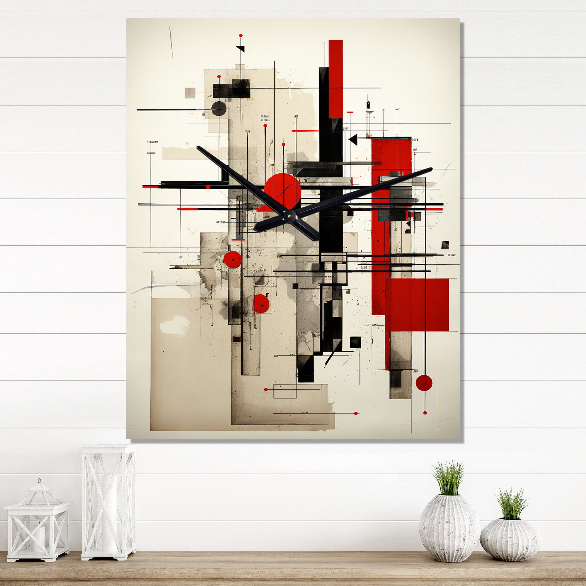 Design Art Red Retro Illustration - Modern Geometric Very Large Wall ...