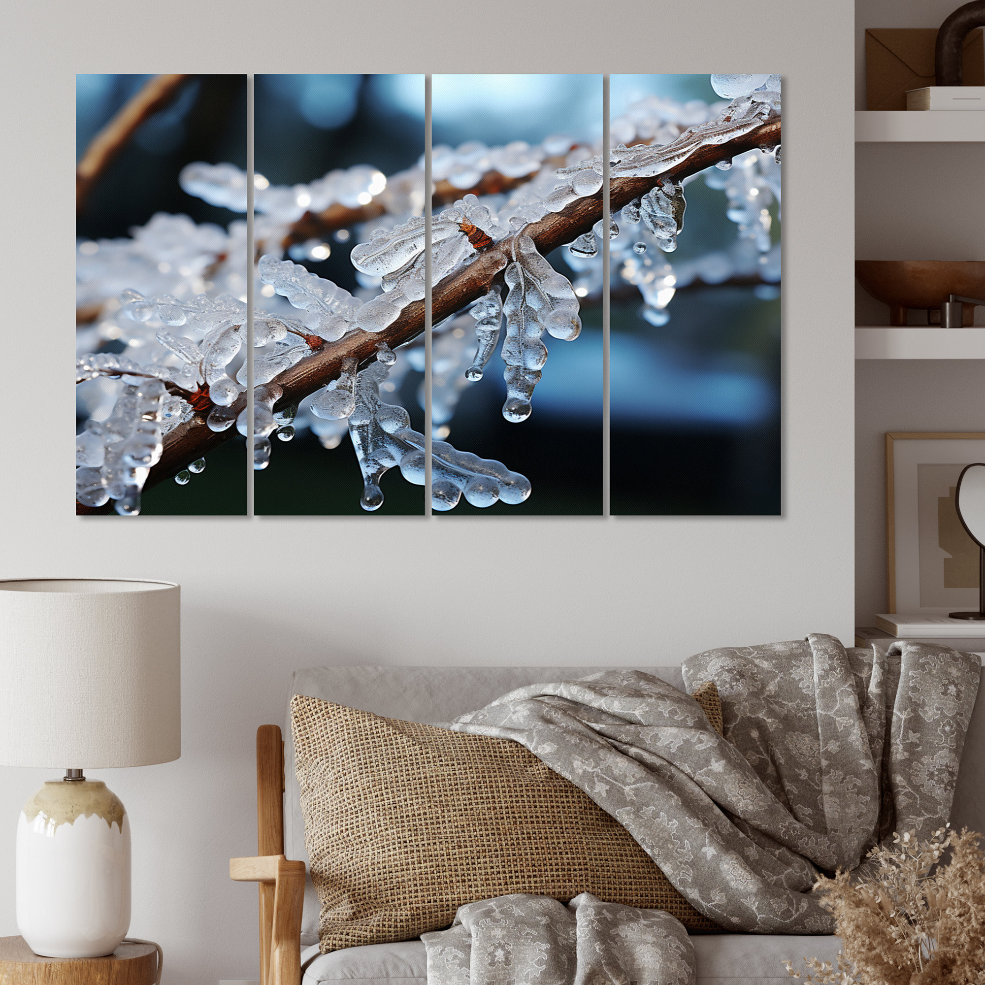 Ebern Designs Icy Tree In Winter IV On Metal 4 Pieces Print | Wayfair