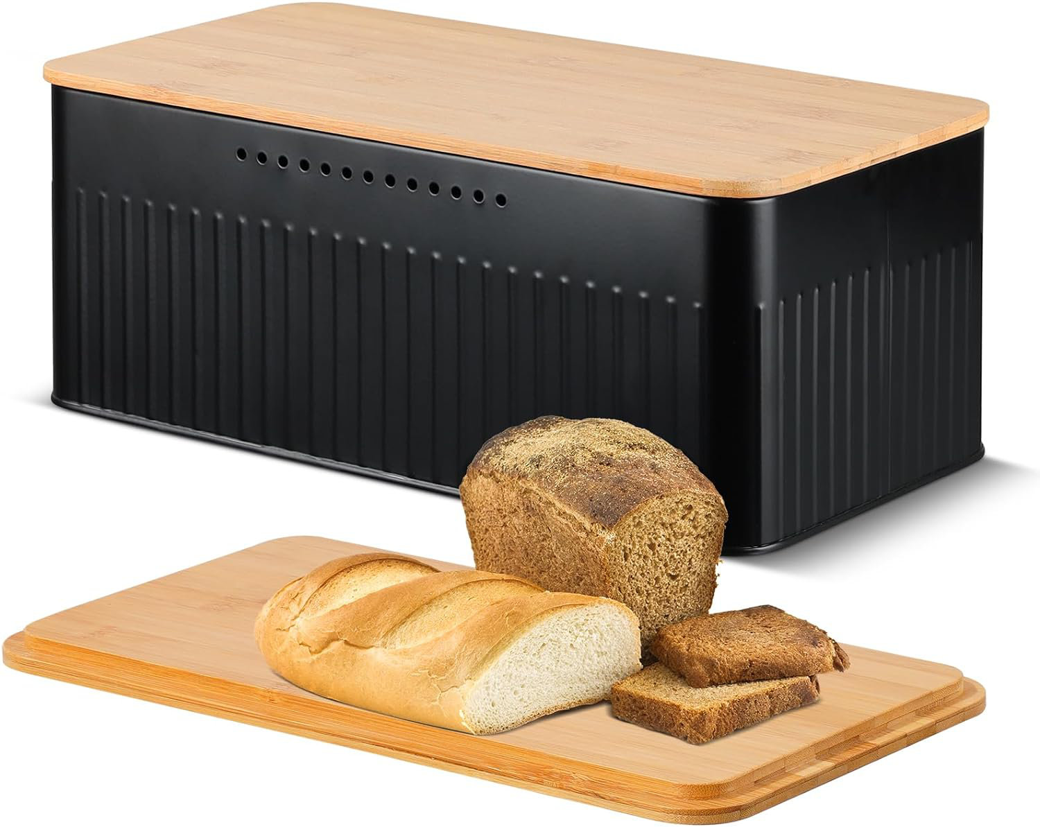 Red Barrel Studio® Bread Bin Bread Box With Bamboo Lid, Bread Storage ...