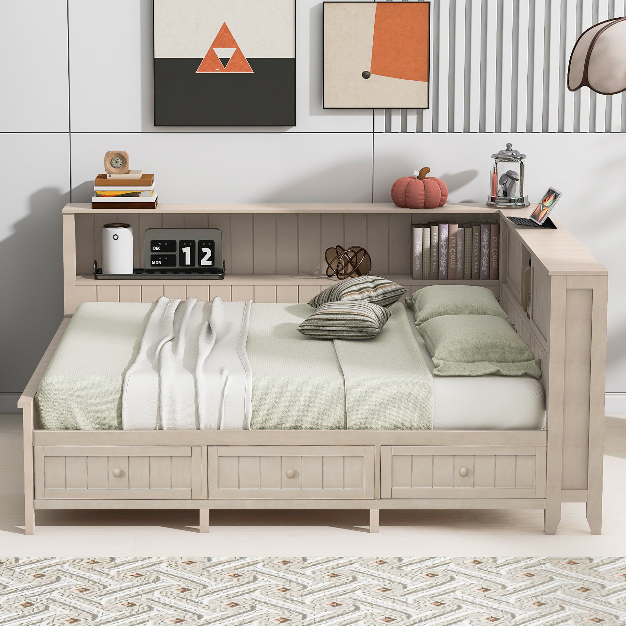 Red Barrel Studio Corner Daybed With Shelves and Drawers - Wayfair Canada