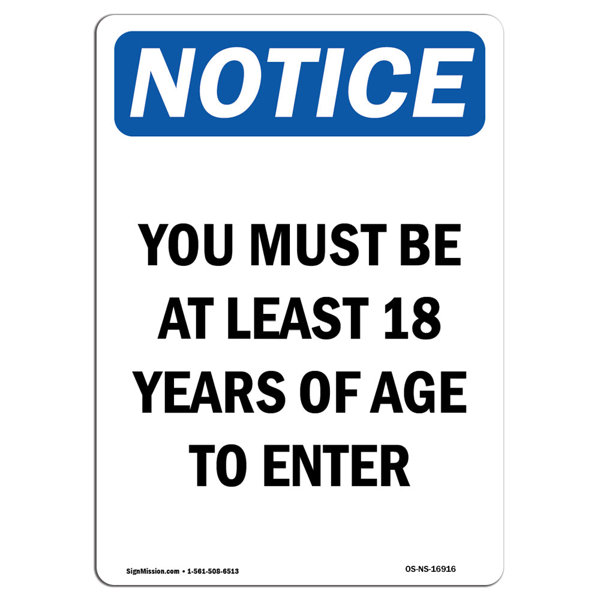 SignMission You Must Be 18 Years of Age to Enter Sign - Wayfair Canada