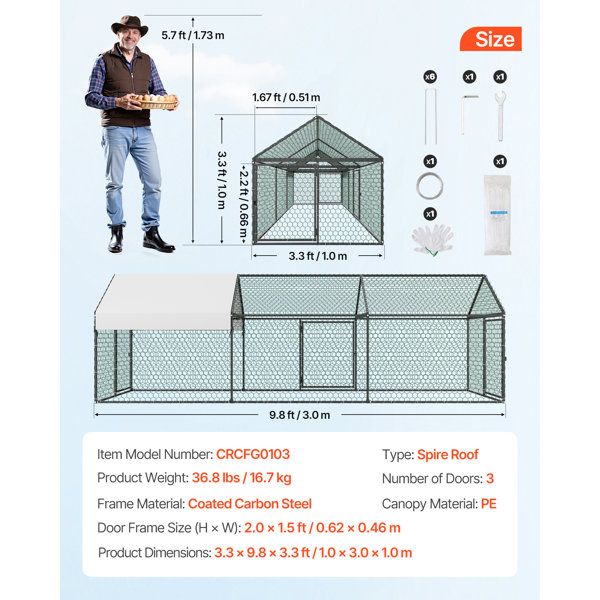 Tucker Murphy Pet™ Metal Coop Chicken Cage with Waterproof Cover ...