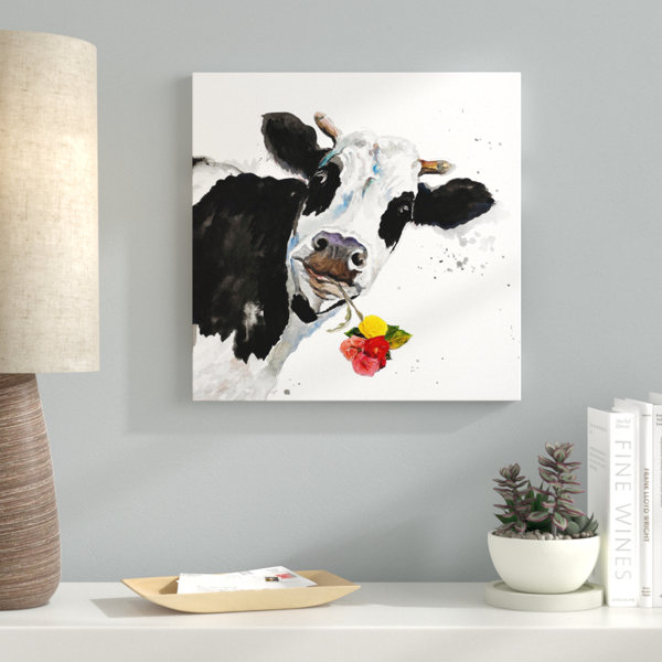 Ebern Designs Crazy Cow On Canvas by Patricia Pinto Print - Wayfair Canada