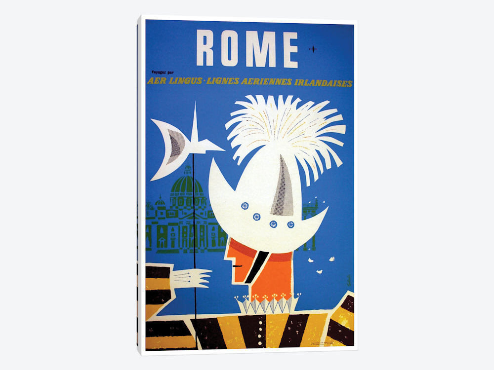 East Urban Home 'Rome - By Aer Lingus' Vintage Advertisement on Canvas ...