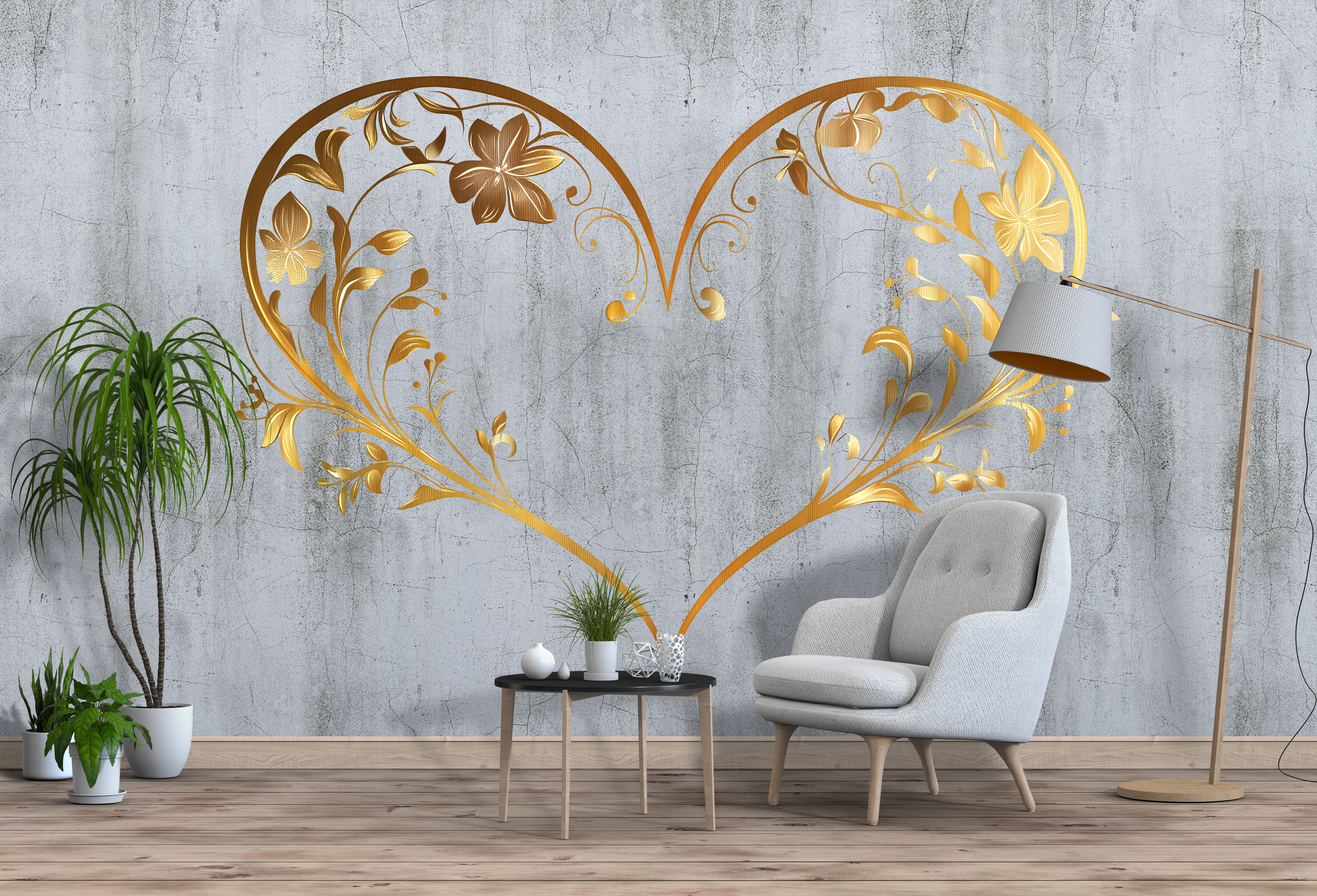 Trinx Floral Heart Headboard Wall Decal – Romantic Bedroom Wall Art ...
