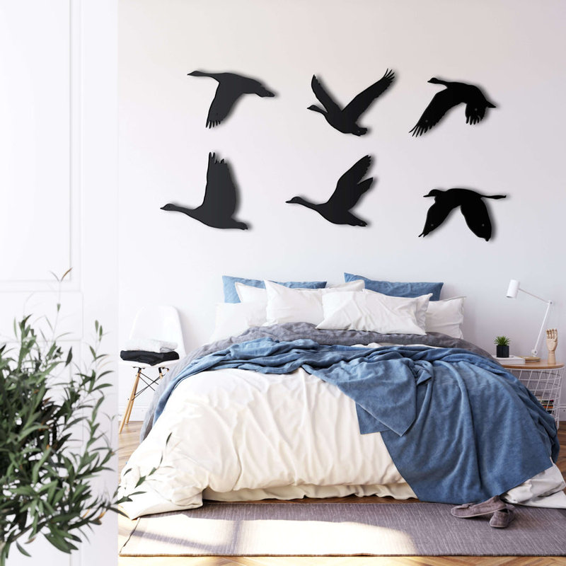 Lark Manor™ Geese Birds Set of 3 Metal Wall Art, Rustic Nature Wall ...