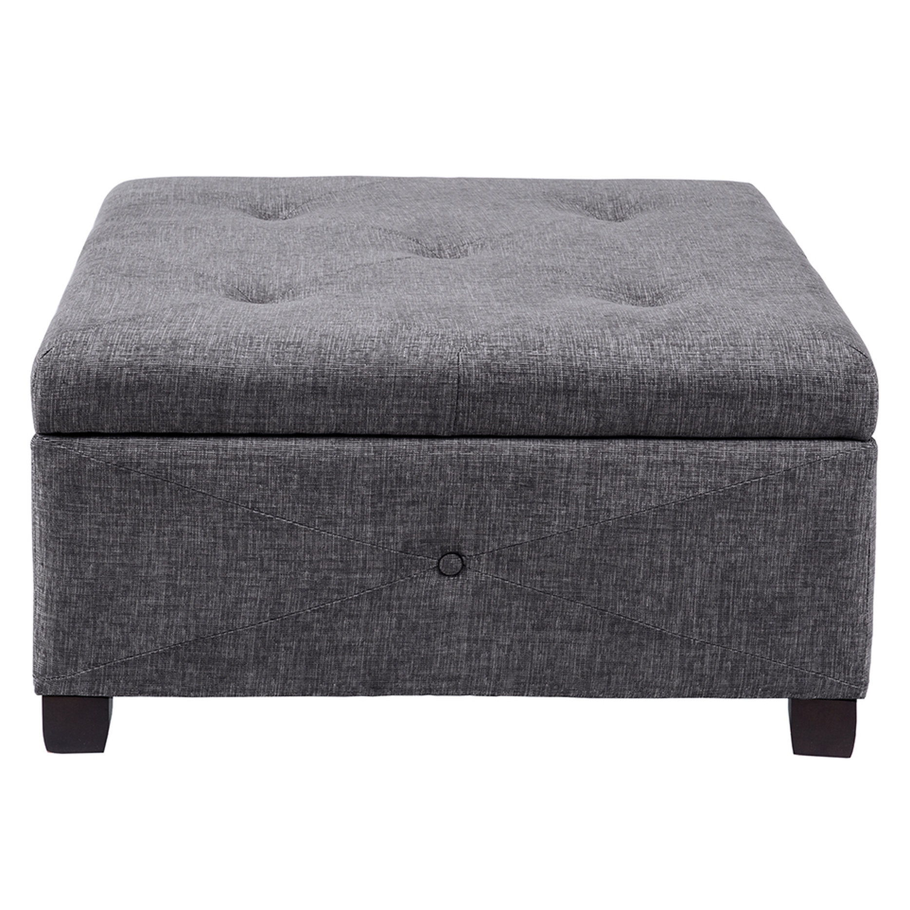 Hokku Designs Square Blue Storage Seat - Solid Wood And Plywood, Button ...