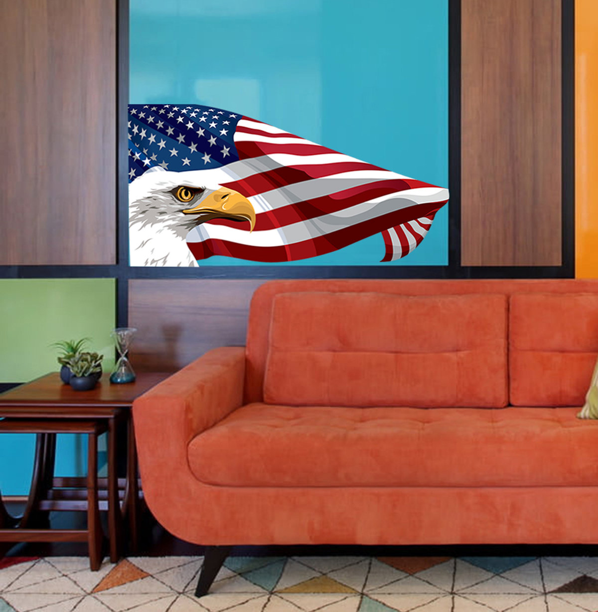 Trinx Us Flag Decal, Us Flag Sticker, Us Flag Wall Decor | Wayfair