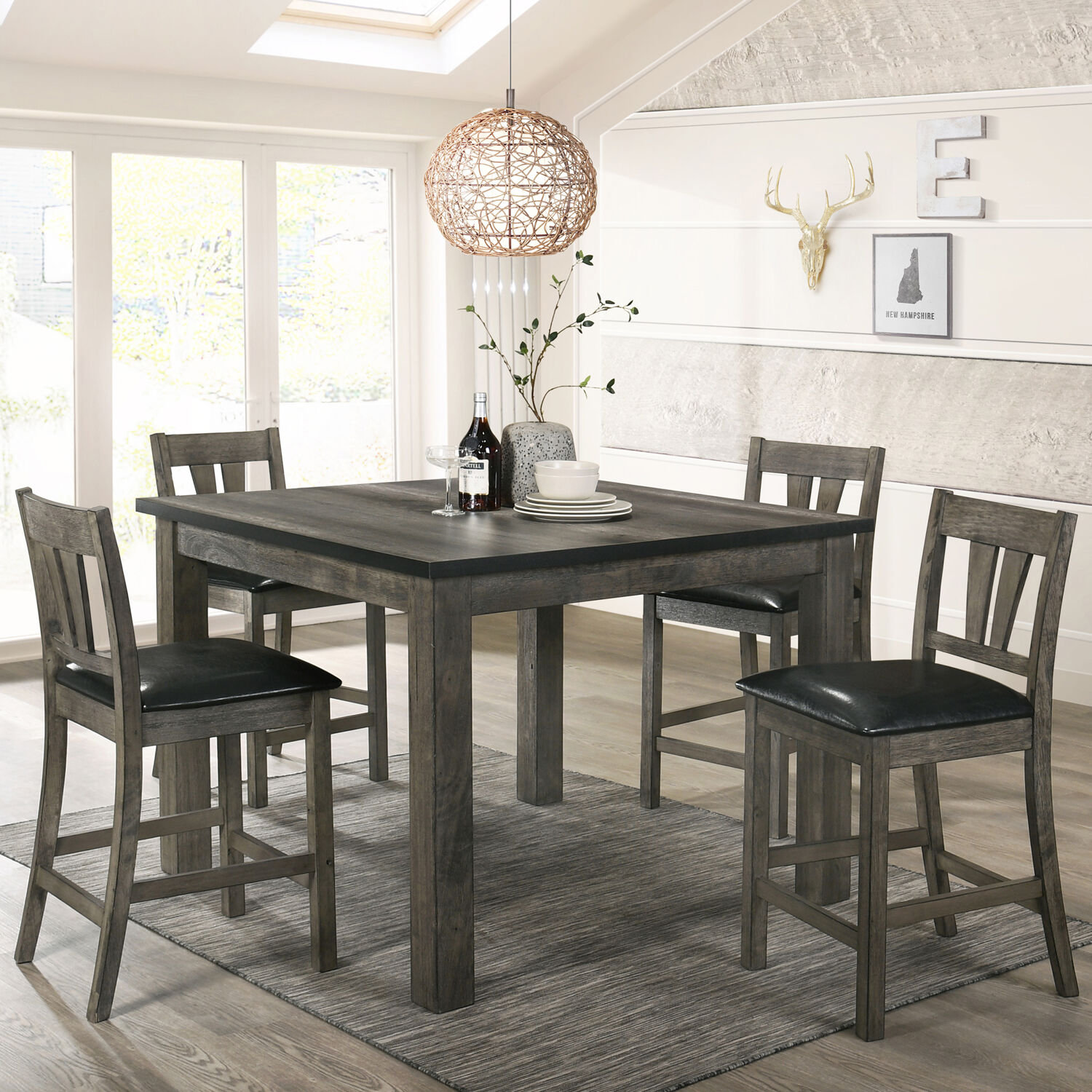 Winston Porter Nicoll 5 - Piece Counter Height Mango Solid Wood Dining ...