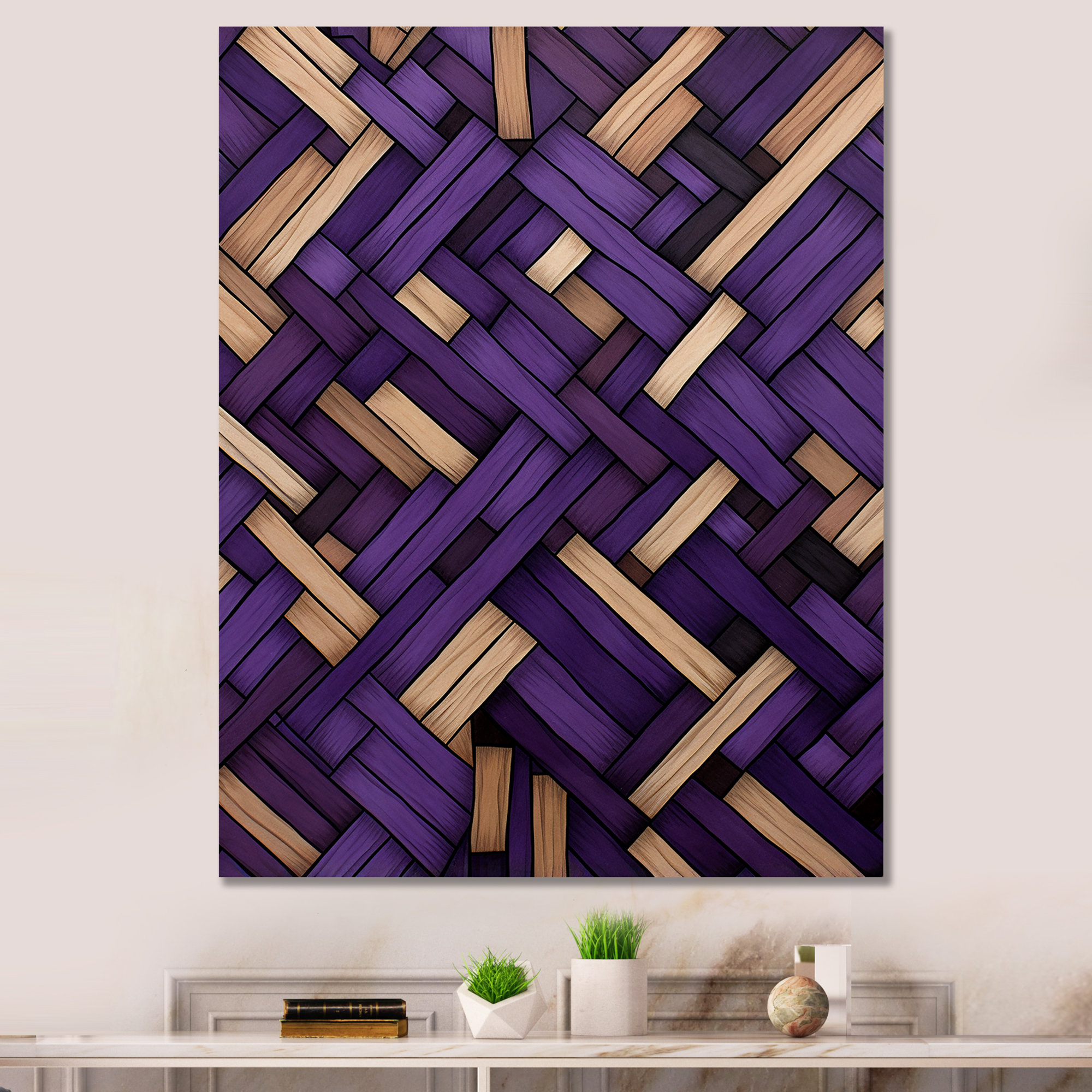Latitude Run® Purple And Beige Cubism Abstract Geometric - Geometric ...