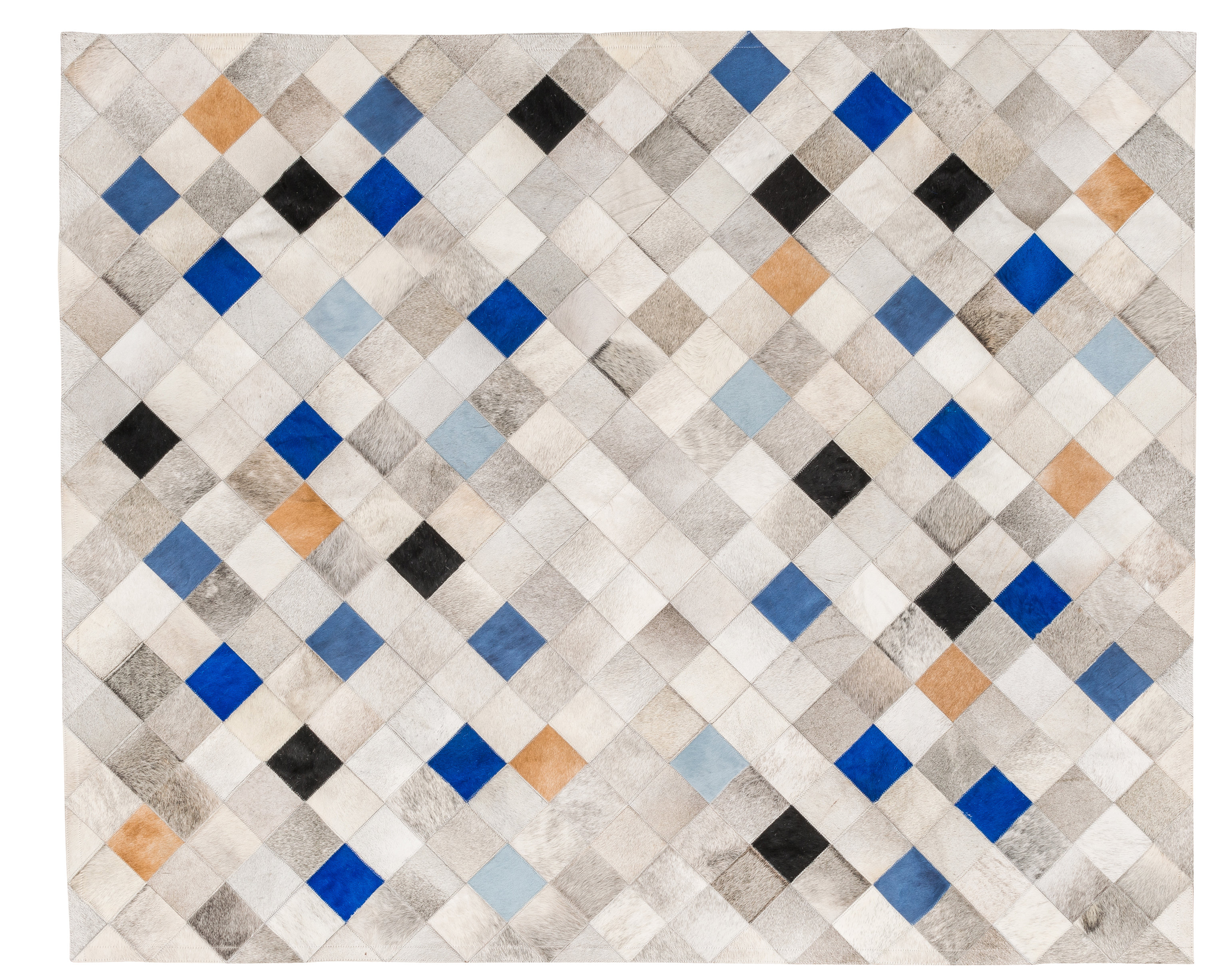 Art Hide Falling Squares Rectangle 5'2" x 6'6" Cowhide Argyle Area Rug ...