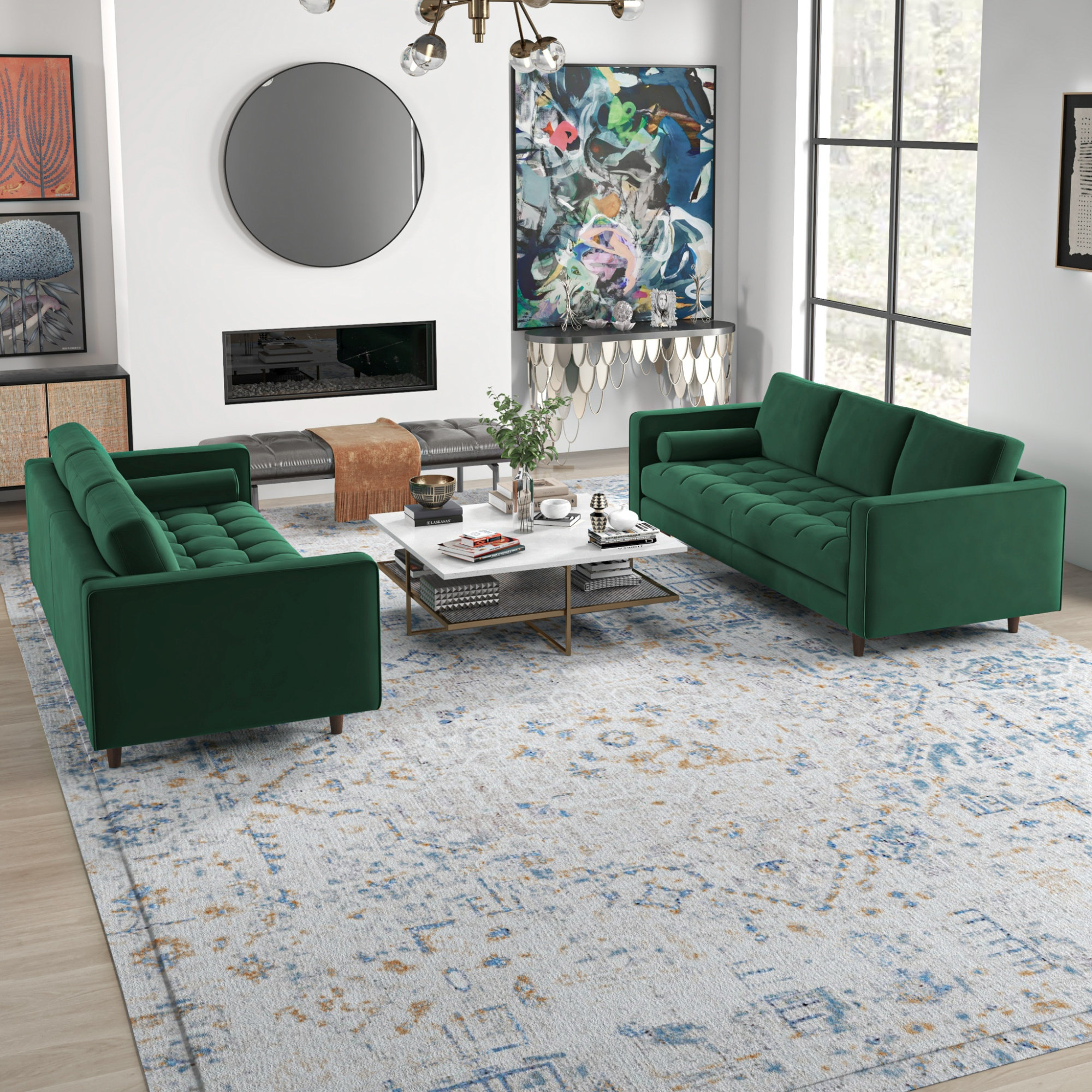 Everly Quinn 2 Piece Velvet Living Room Set | Wayfair