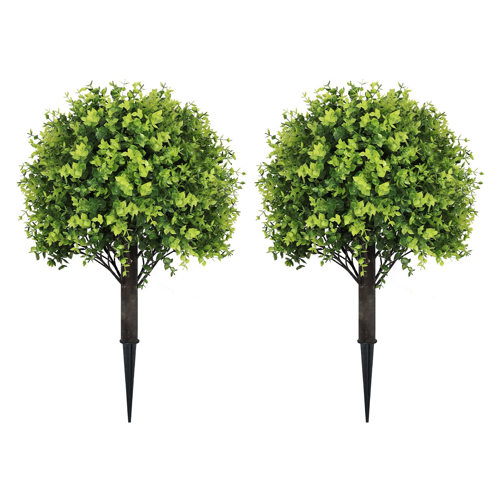 ICElaine 24" Artificial Boxwood Topiary Ball Trees With Ground Spikes ...