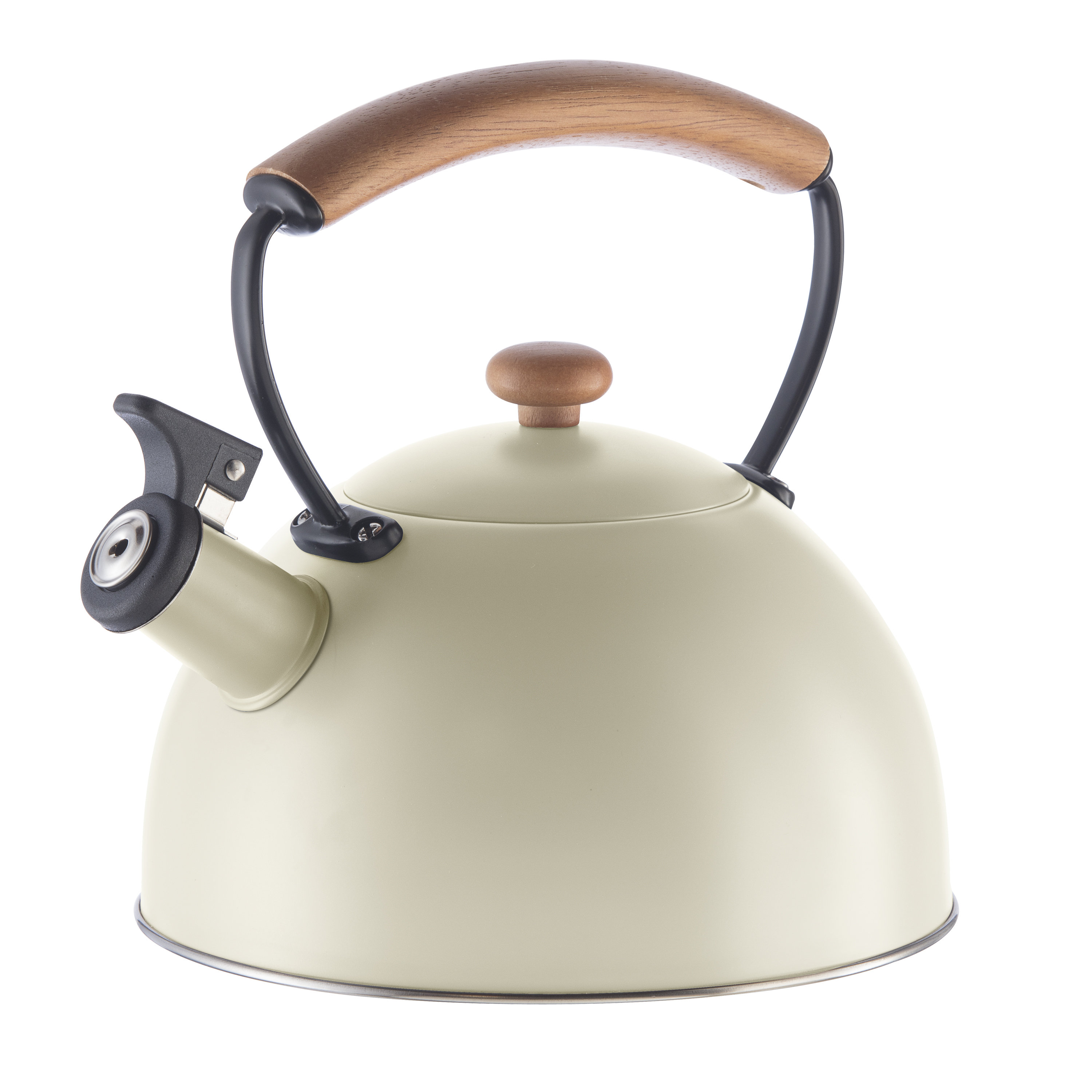 OGGI Stainless Steel, Wood Handle, Whistling Tea Kettle (2.5 Lt, 85 Oz ...
