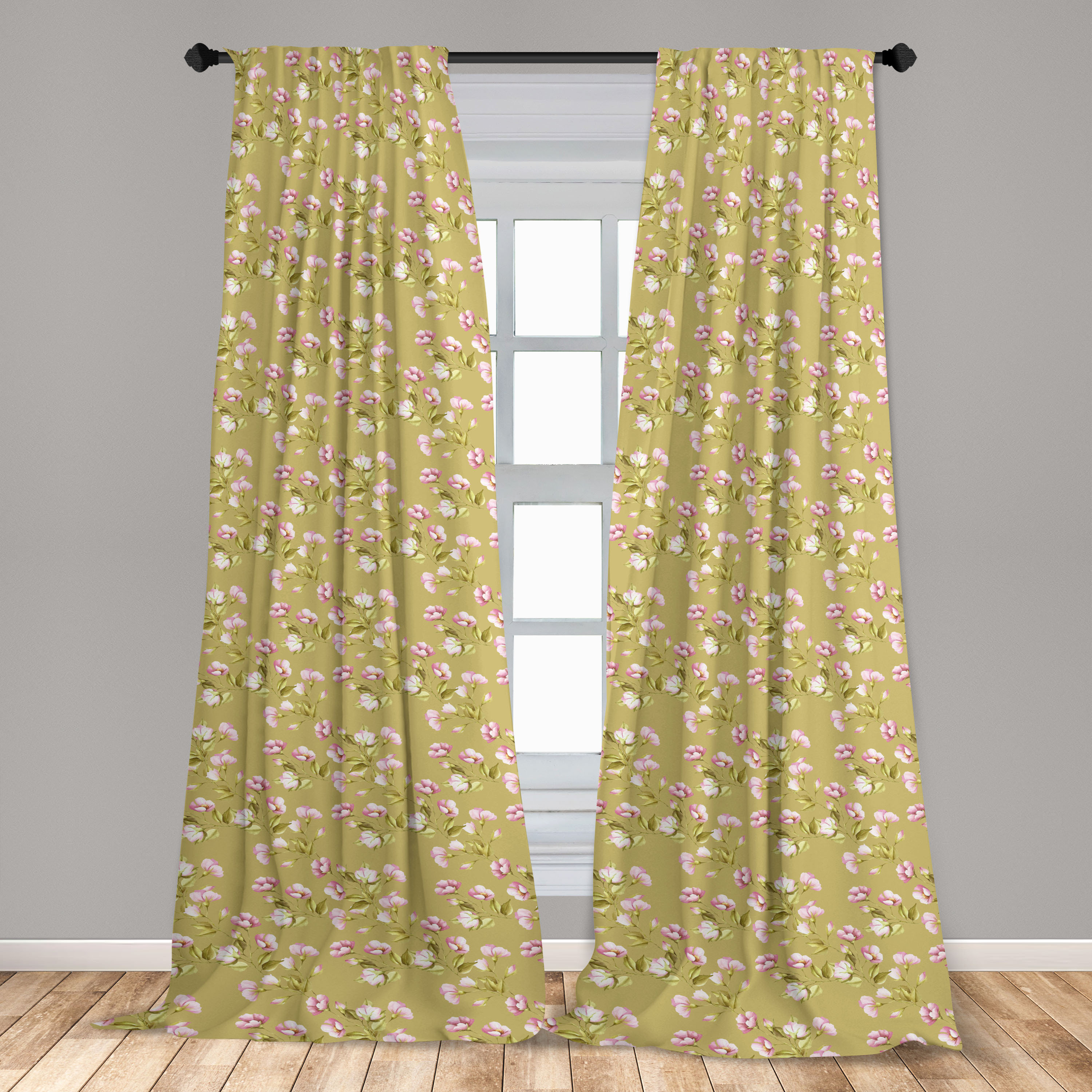 East Urban Home Spring Curtains Flowers Leaves Summer Hope Pair of Pink ...