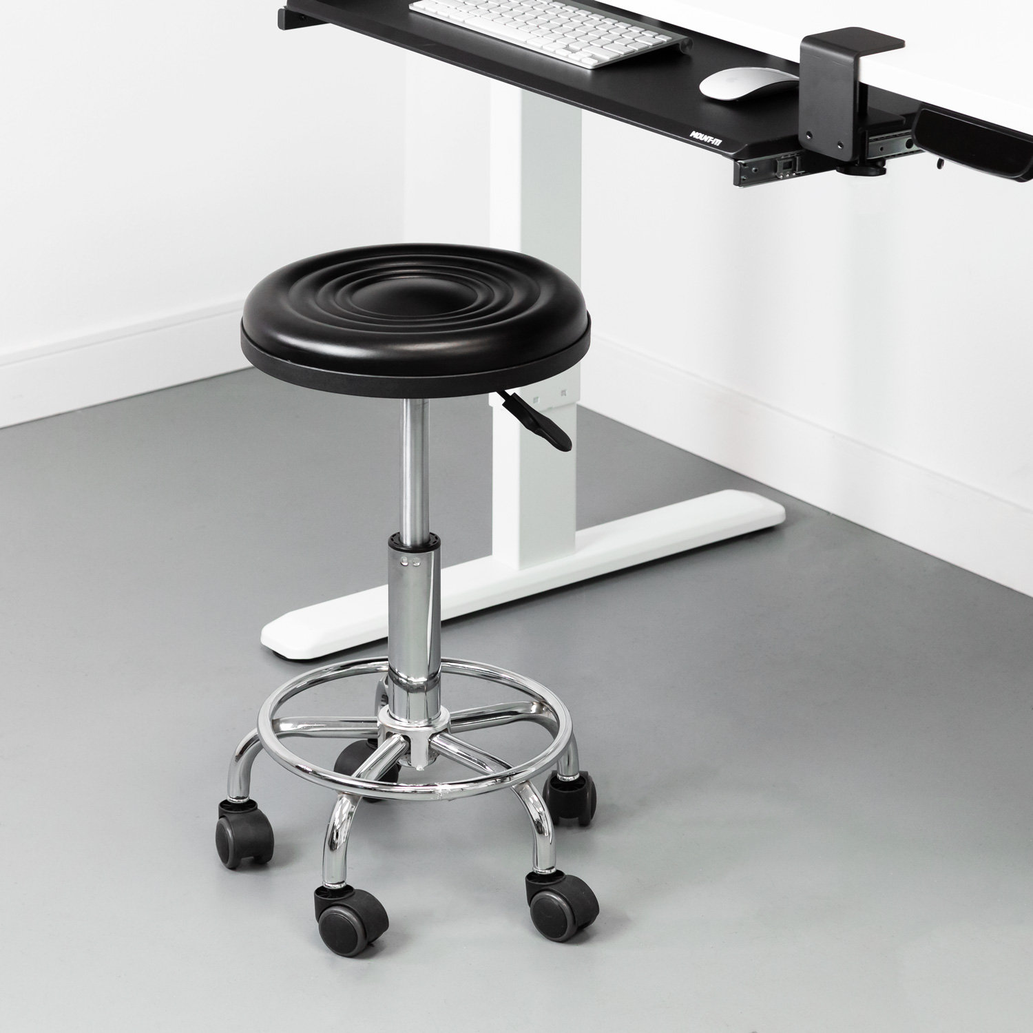 Mount-It! Height Adjustable Stool w/ Wheels, Backless Rolling Doctor ...