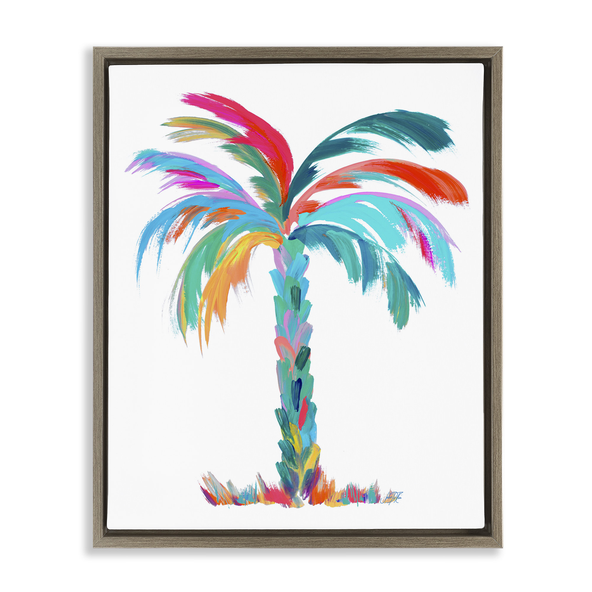 Bay Isle Home™ Vivid Palm Tree Framed Floater Canvas Wall Art by Julie ...