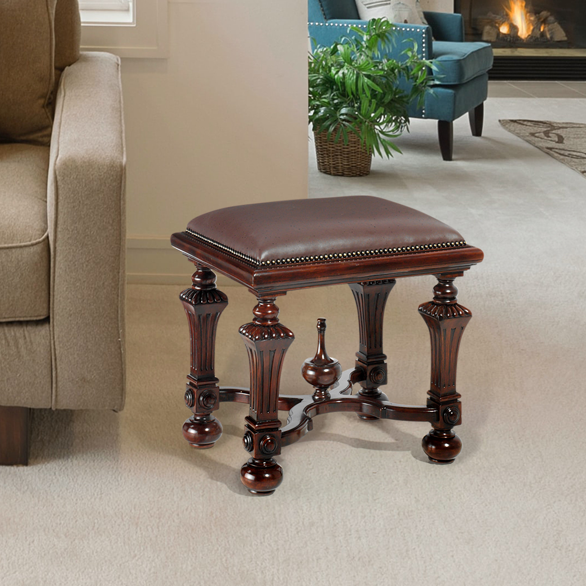 Lark Manor™ Cleon Leather Ottoman | Wayfair