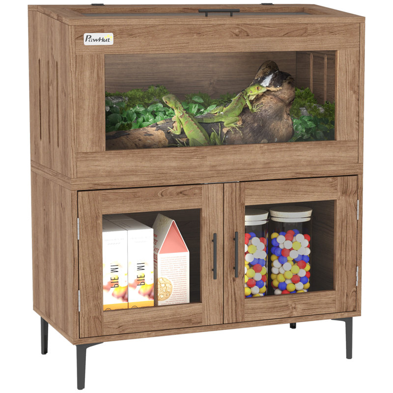 Pawhut 60.5 Gallon Stackable Reptile Tank with Top Opening, Doors ...
