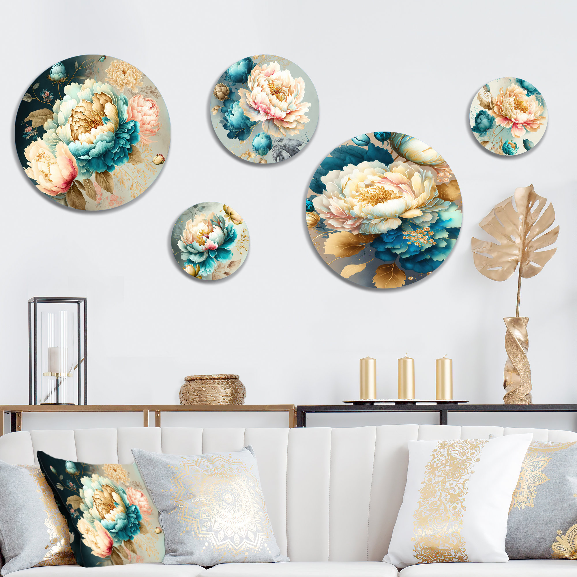Design Art Multi-Color Blooming Flowers III - Floral Metal Wall Décor ...
