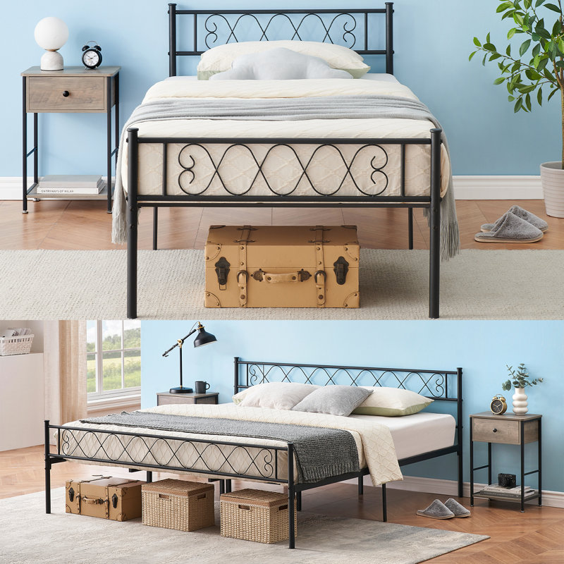 Ebern Designs Lianna Metal Platform Bed Frame with Headboard ...