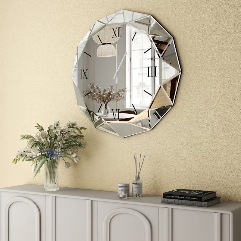 House of Hampton® Korina Modern Mirrored Glass Wall Clock | Wayfair