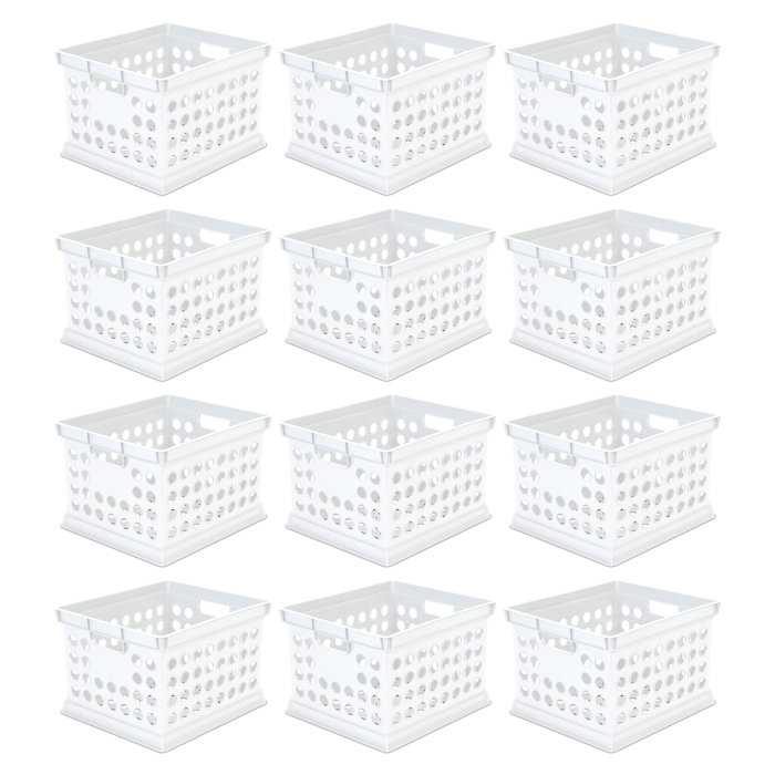 Sterilite Stackable Plastic Storage Open Crate Bin Organizer Box, White ...