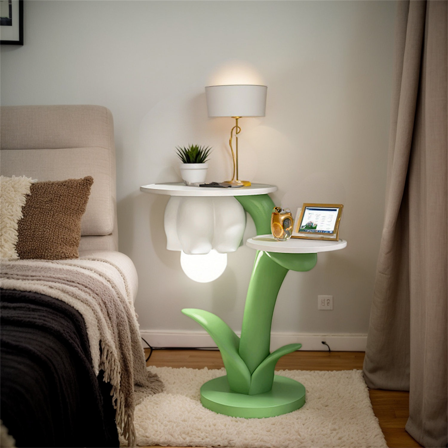 Red Barrel Studio® Contemporary Floral Floor Lamp With Resin Accent ...