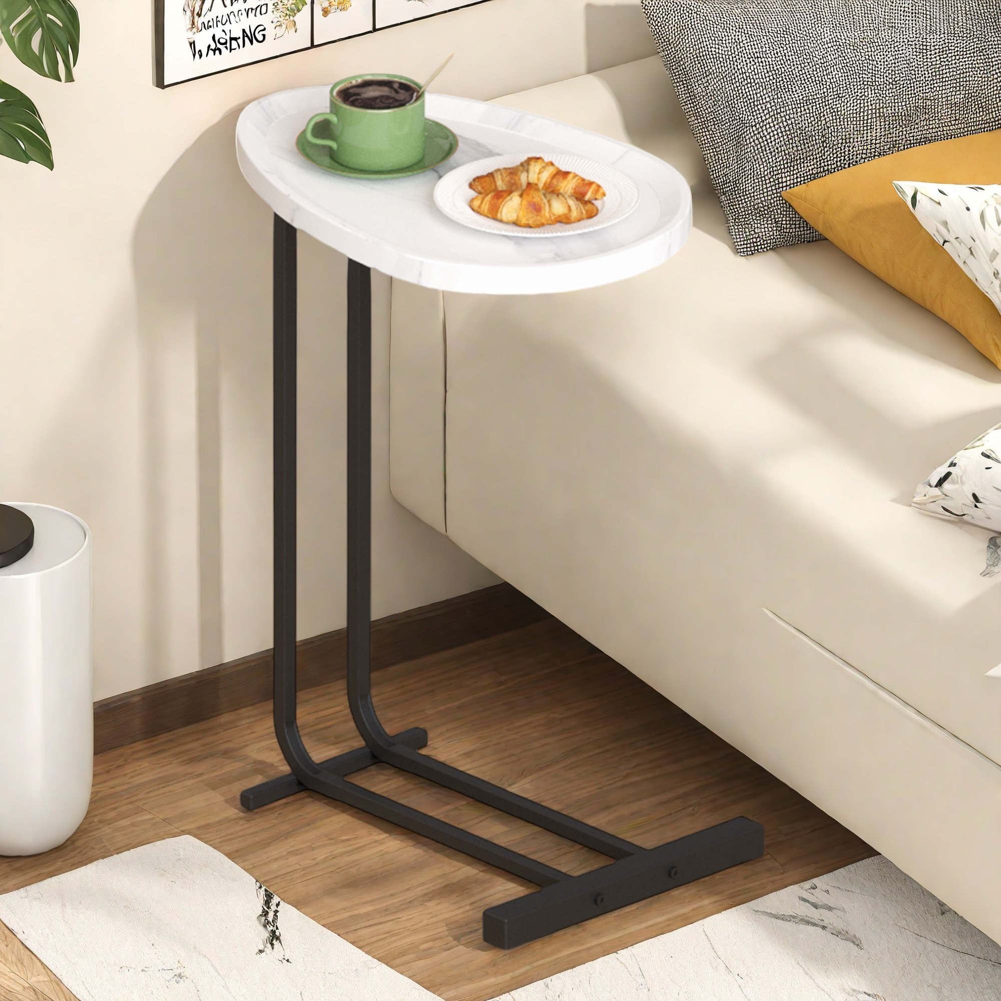 Ebern Designs C-Shaped Side Table, C Table End Table For Sofa And ...