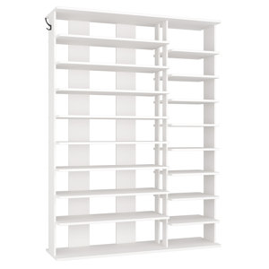 Latitude Run® 10 Tiers 54 Pairs Wooden Shoe Rack,Freestanding Tall Shoe ...