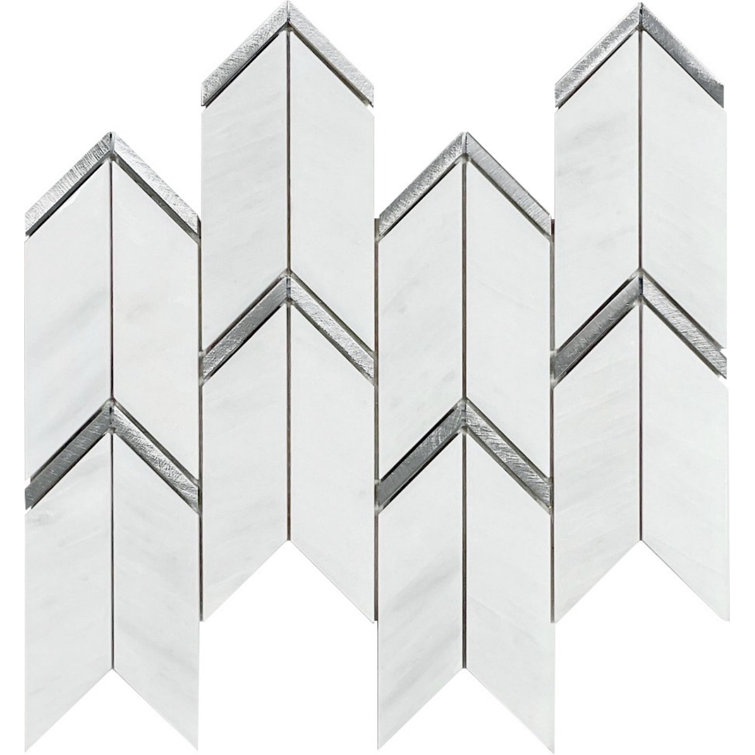 Belluno Designs Harper 2" x 5" Herringbone/Chevron Mosaic Wall Tile ...