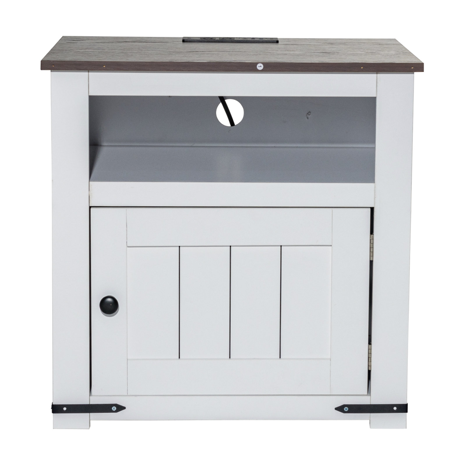 Ophelia & Co. Farmhouse End Table, Square Night Stand with USB Ports ...