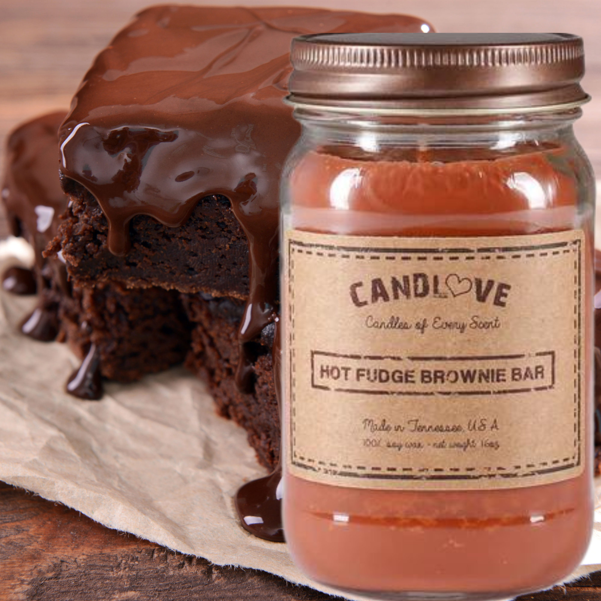 FizzIt Candlove Hot Fudge Brownie Bar Soy Candle - Handmade, Long ...