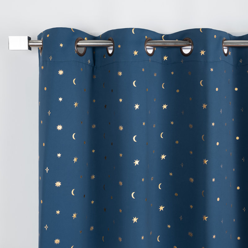 Latitude Run® Delsanto Golden Starry Night Polyester Blackout Curtain ...