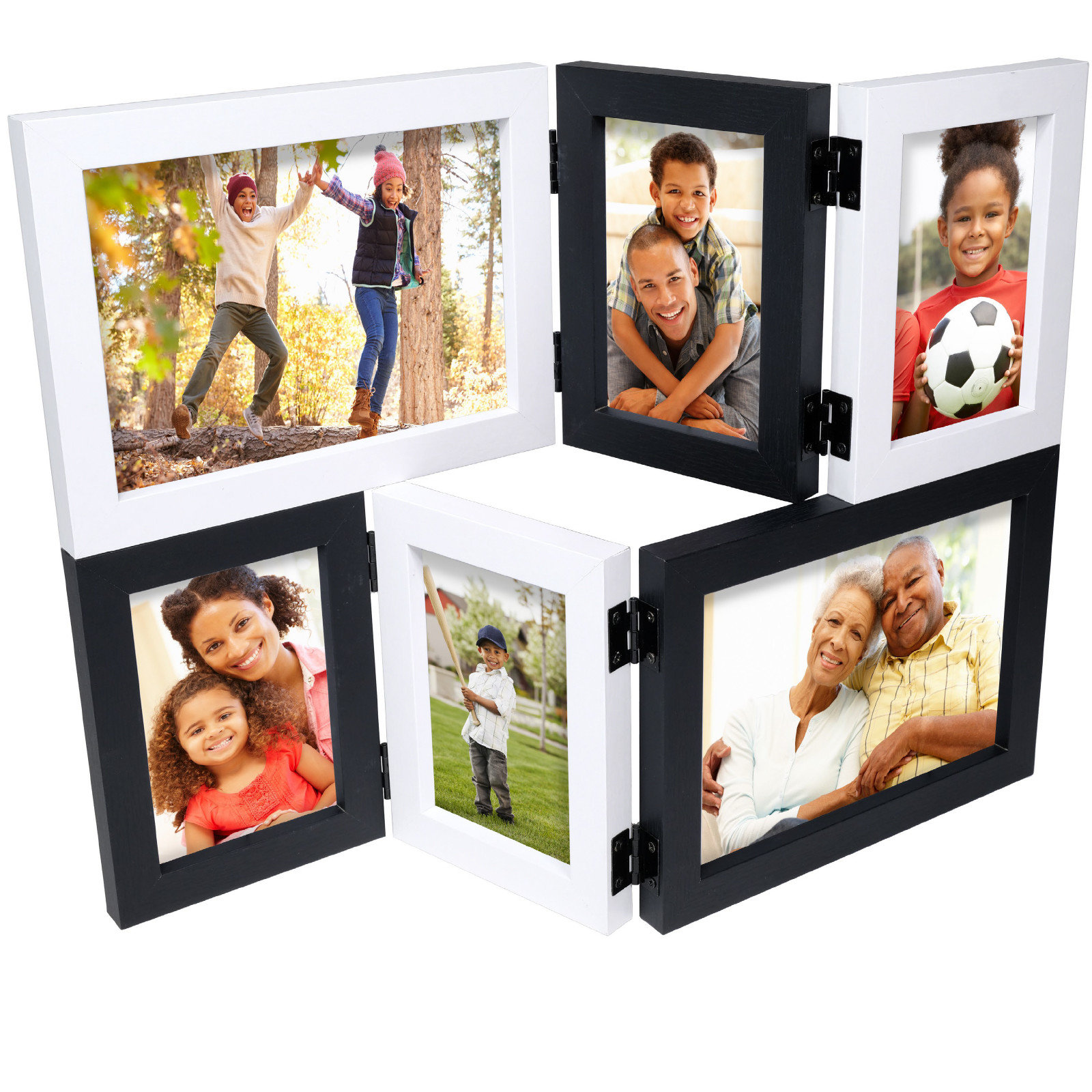Excello Global Products Black And White Folding Collage Frame (Fits 3 ...