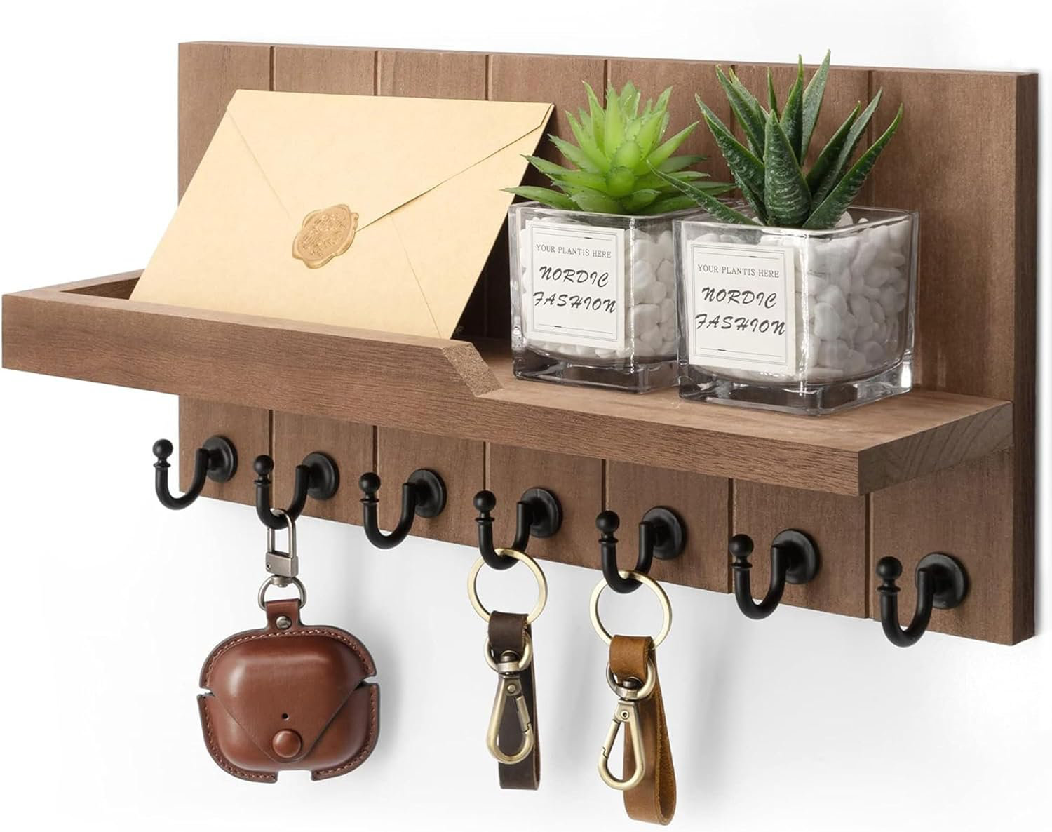 Co-t Key Holder For Wall - Farmhouse Rustic Mail Organizer Floating ...